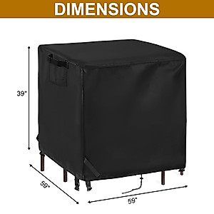 Guisong Waterproof Cover for Best Choice Products 5 Piece Outdoor Wicker Table Set, Protective Cover for Outdoor Bar Table and Stools Set-Black，59x59x38