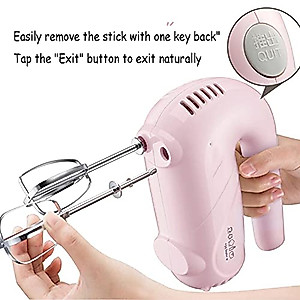 Lihuzmd Handheld Electric Mixer,Electric Whisk Household Electric Small Whipped Egg and Cream Mixer for Food Beater, Egg, Cakes, Batters,Pink
