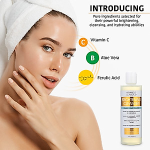 Advanced Clinicals Face Wash Brightening Vitamin C Facial Cleanser – Gentle Blackhead Facial Wash Hydrates Dry Skin, Daily Pore Minimizer For Age Spots, Hyperpigmentation, Acne, & Wrinkles, 8.2 Fl Oz