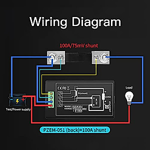 DC Multifunction Battery Monitor Meter, 6.5-100V, 0-100A (Widely Applied to 12V/24V/48V RV/Car Battery) LCD Display Digital Current Voltage Solar Power Meter Multimeter Voltmeter Ammeter