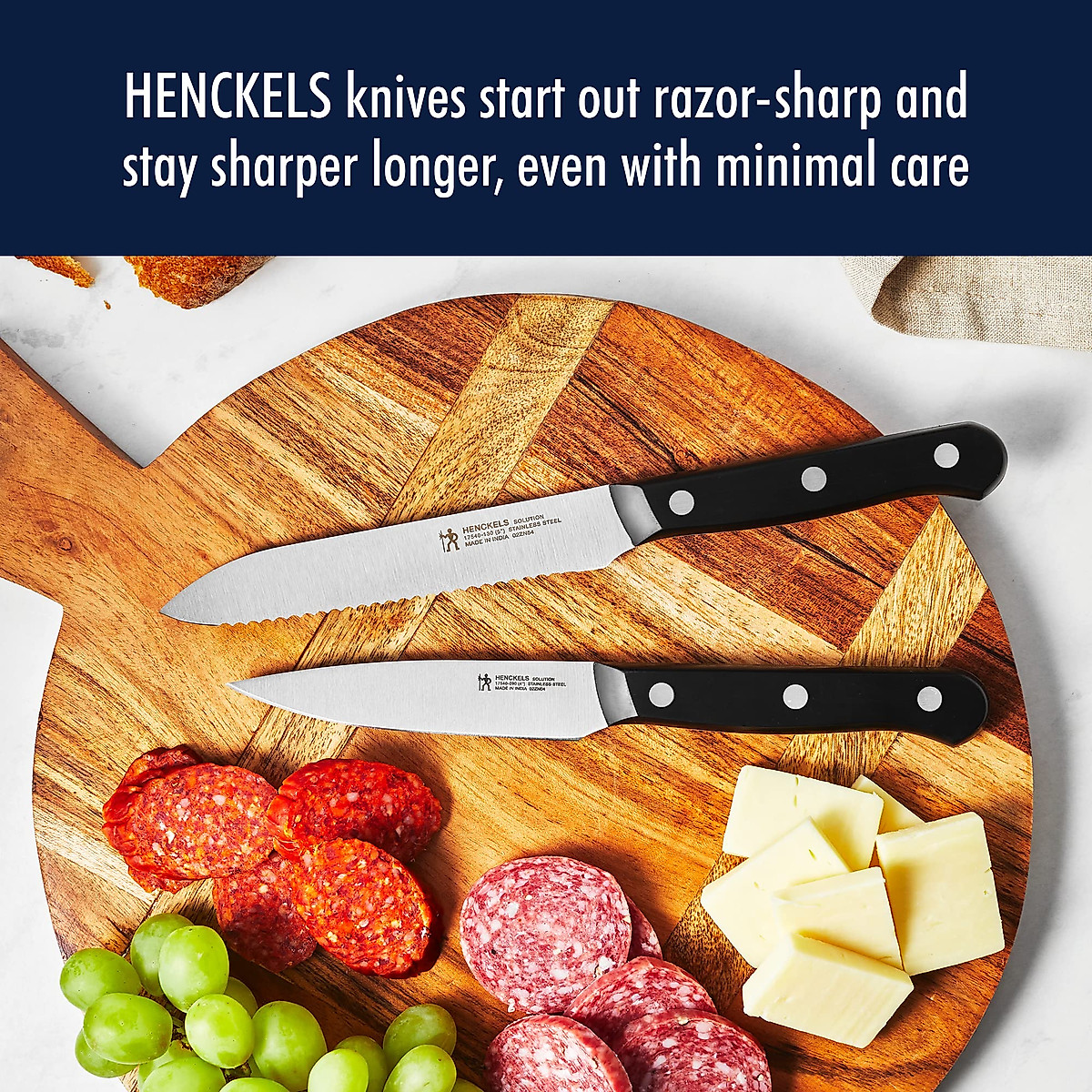 HENCKELS Solution Razor-Sharp 20-pc Self Sharpening Knife Block Set, Chef Knife, Bread Knife, Steak Knife, German Engineered Informed by 100+ Years of Mastery, Stainless Steel