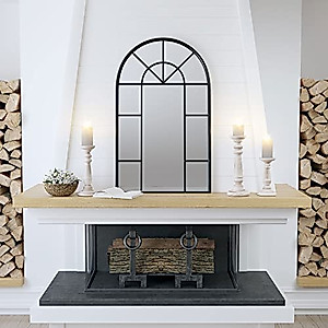 Barnyard Designs Rustic Pillar Candle Holder Stands, Tall Wood Candlestick Centerpieces for Table or Living Room Decor, White, Set of 3, (14", 11.5", and 9" Tall)