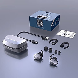 Wireless Earbuds Bluetooth, Wireless Headphones Bluetooth Earbuds with Earhook, Sport Earbuds with Microphone, Noise Reduction, IPX5 Waterproof, Fast Charging Case for Outdoor Running Workout (Black)