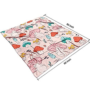 Kawaii Mushroom Blanket for All Season Air Conditioner, Cute Mushroom Throw Blanket Gift Soft Flannel 50*60 Inch for Sofa Bed Lightweight Blankets