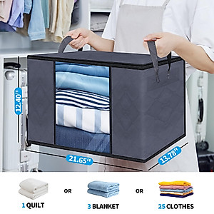 SpralSail Clothes Storage Bags, Closet Organizers and Storage Containers for Clothes, Bedding & Blankets, Foldable Bedroom Organization Solution with Window, Handles & Zippers - 6 Pack,Grey