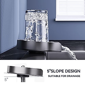 SinkPro Glass Rinser for Kitchen Sink Faucets, Bottle Cup Cleaning for Kitchen Sink Accessories, Kitchen Gadgets, Stainless Steel Quickly Cup Washer Suitable for Cleaning Baby Bottle, Gun Grey