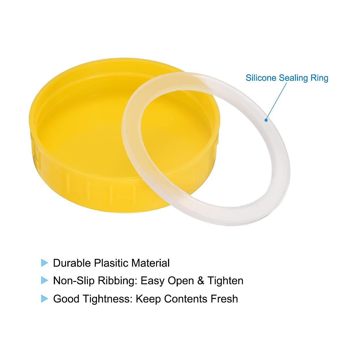 uxcell Mason Jar Lids, 5pcs - Plastic Colored Storage Lids with Seals, Regular Mouth Leak Proof Fits Canning Lids (5 Colors)