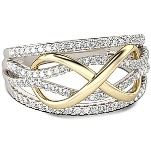 Jude Jewelers Silver Gold Waved Infinity Braided Statement Promise Anniversary Ring (Silver Gold, 12)
