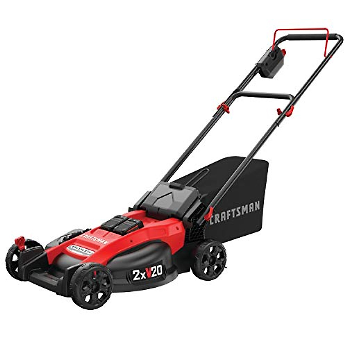 CRAFTSMAN V20 Lawn Mower, Push Mower, Lightweight and Portable, Grass Bag, Battery and Charger Included (CMCMW220P2)