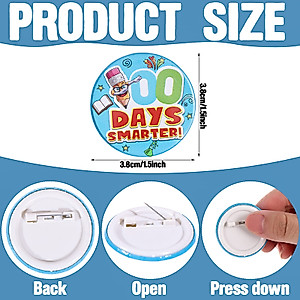 PIAOPIAONIU 48 Pcs 100th Days of School Buttons Pin Celebrate 100 Days of School Smarter Badges for Kids Round School Badges Button Pinback for School Party Teacher Reward-6 Styles
