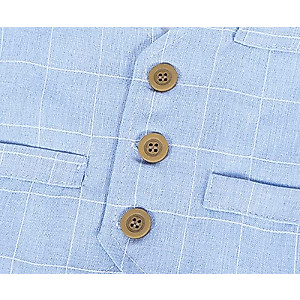 Marendyee Baby Boys' Suit Formal Outfits Long Sleeve Shirt Blue Plaid Vest Pants Gentleman Clothes Sets Wedding Photoshoot Infant Tuxedo 12-18 Months