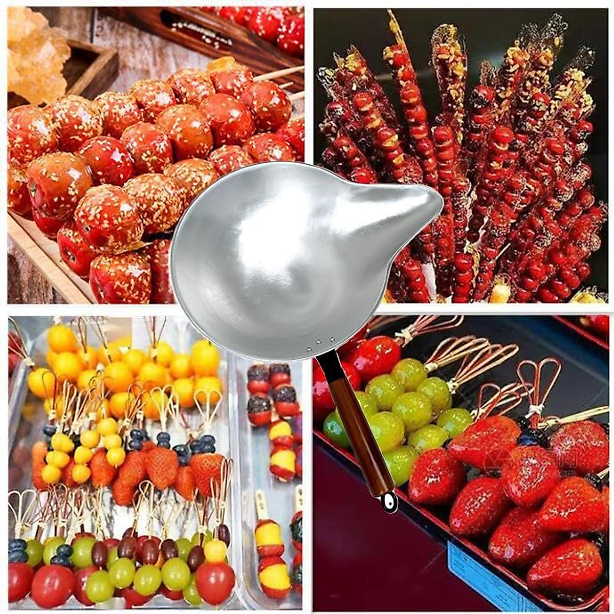Xgxoz Candy Melting Pot, Tang Hulu Sugar Pan Sugar Dipping Pan Chocolate Melting Pot Candy Melter Candied Haws Heating Pot Iron Grilling Wok Melt Pan with Handle