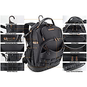 77-Pockets Tool backpack, Tool backpack for men, HVAC tool bag backpack, Electricians backpack tool bag, Large electrician backpack, Tool backpack for electricians, Tool backpack for construction