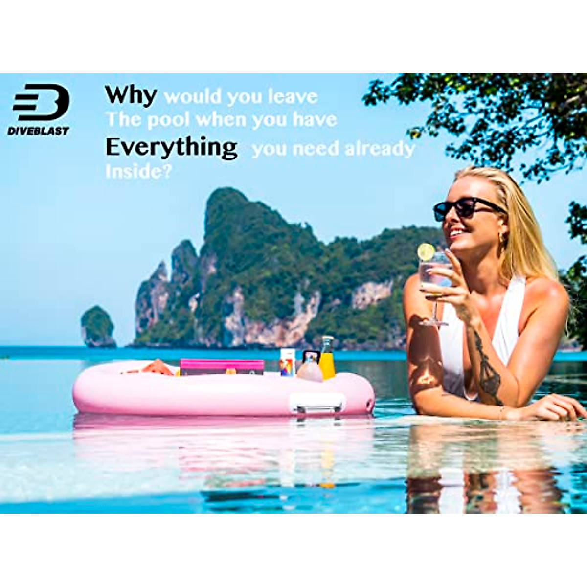 DIVEBLAST: Premium Floating Drink Holder for Pool, Hot Tub Accessories for Adults - Pool Drink Holder Floats, Swimming Pool Accessories for Adults, Drink Floaties for Pool, Pool Drink Floats