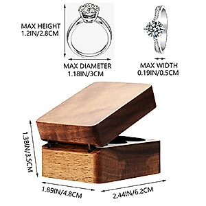 COSISO Walnut Wooden Wedding Ring Storage Box,Solid Ring Holder for Ring 3 Slots Wedding Ceremony Engagement Birthday (Black Inner)