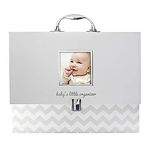 Pearhead Baby Document Organizer, Briefcase File Keeper to Store Baby's Records, Makes Great Gift for New Parents or Addition to Baby Shower Registry, Gray Chevron