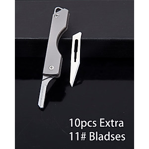ainhue A23 Mini Scalpel Folding Pocket Knife with 10pcs #11 Replaceable Blade,2.3 inches TC4 Titanium Handle SlipJoint Utility EDC Knives