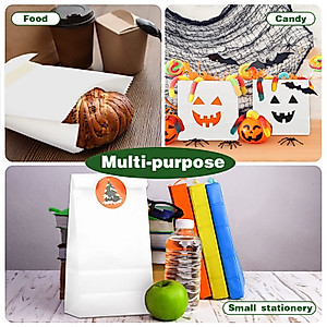 200 Pcs Mini Paper Bags, 1 LB Small Paper Treat Bags Kraft Lunch Bags for Christmas Wedding Favor Grocery Candy Cookie Sandwich Popcorn Bread Snack(White)