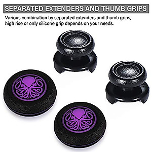 Playrealm FPS Thumbstick Extender & Printing Rubber Silicone Grip Cover 2 Sets for PS5 Dualsenese & PS4 Controller (Cthulhu Secret)