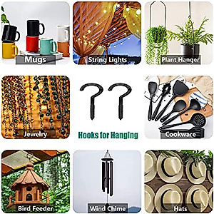 HNXAZG 1 Inch Screws Hooks Ceiling Cup Hook Ring Screws for Indoor Outdoor Plant Hangers, Hanging Lights and Wires, Black 120 Pcs