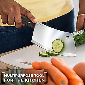 Grand Way Butcher Knife - Cleaver Knife for Meat Bone Vegetable Fruit Knife - Indoor Outdoor Cooking Utensil -