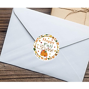 Happy Fall Y'all Stickers,2 Inch Pumpkin Autumn Floral Thank You Labels,Thanksgiving Stickers for Party Favors Envelope Seals & Goodie Bags(500 Total Labels)