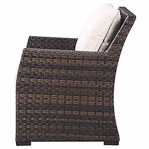 Signature Design by Ashley Easy Isle Outdoor Lounge Chair, Dark Brown & Beige