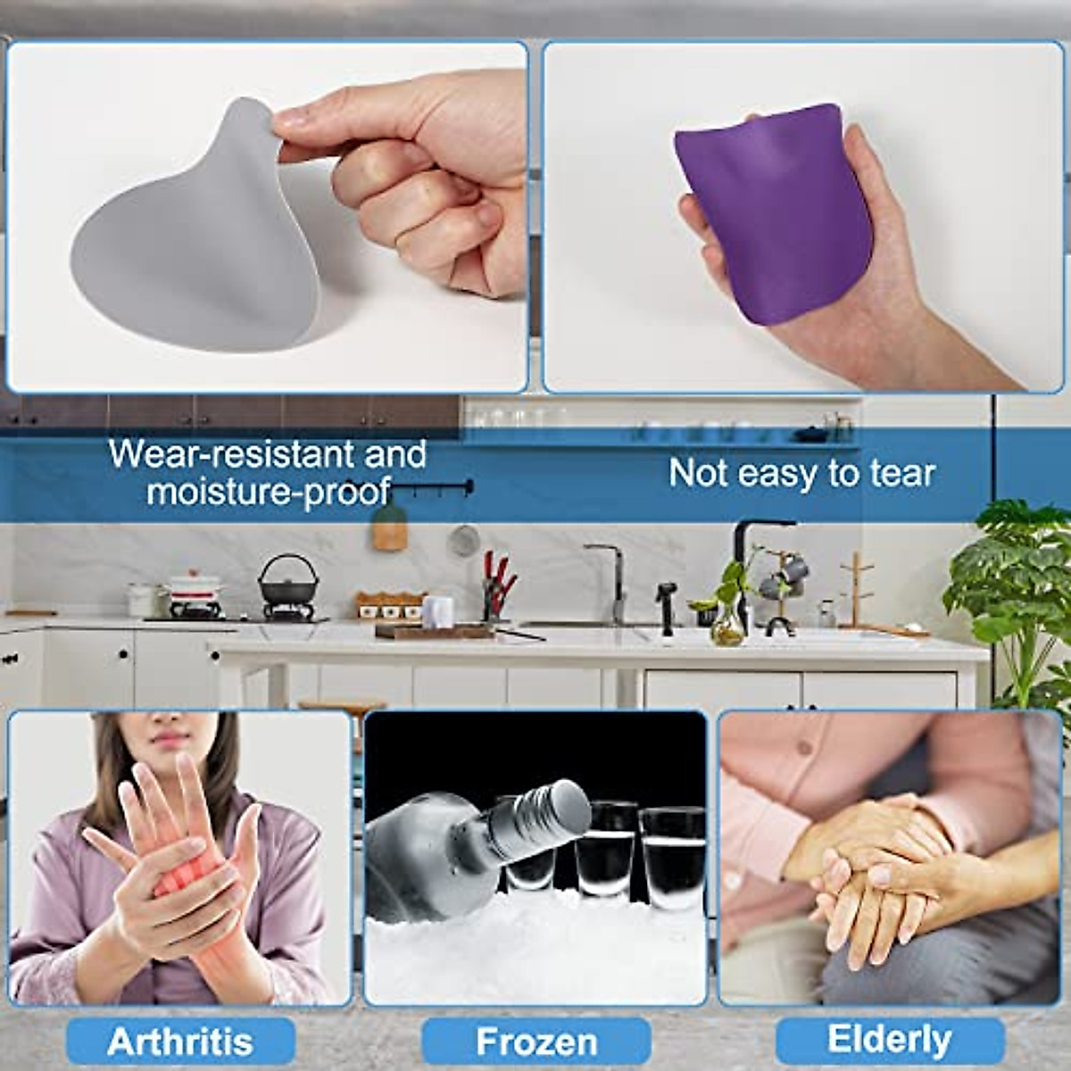 4pcs Jar Opener Gripper Pads, Multifunctional Rubber Jar Gripper Pad Jar Opener Grippers for Elderly Suffering from Arthritis Weak Hands (Blue, Green, Grey, Purple)