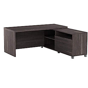 BESTAR Pro-Linea L-Shaped Office Desk, 72W, Bark Grey