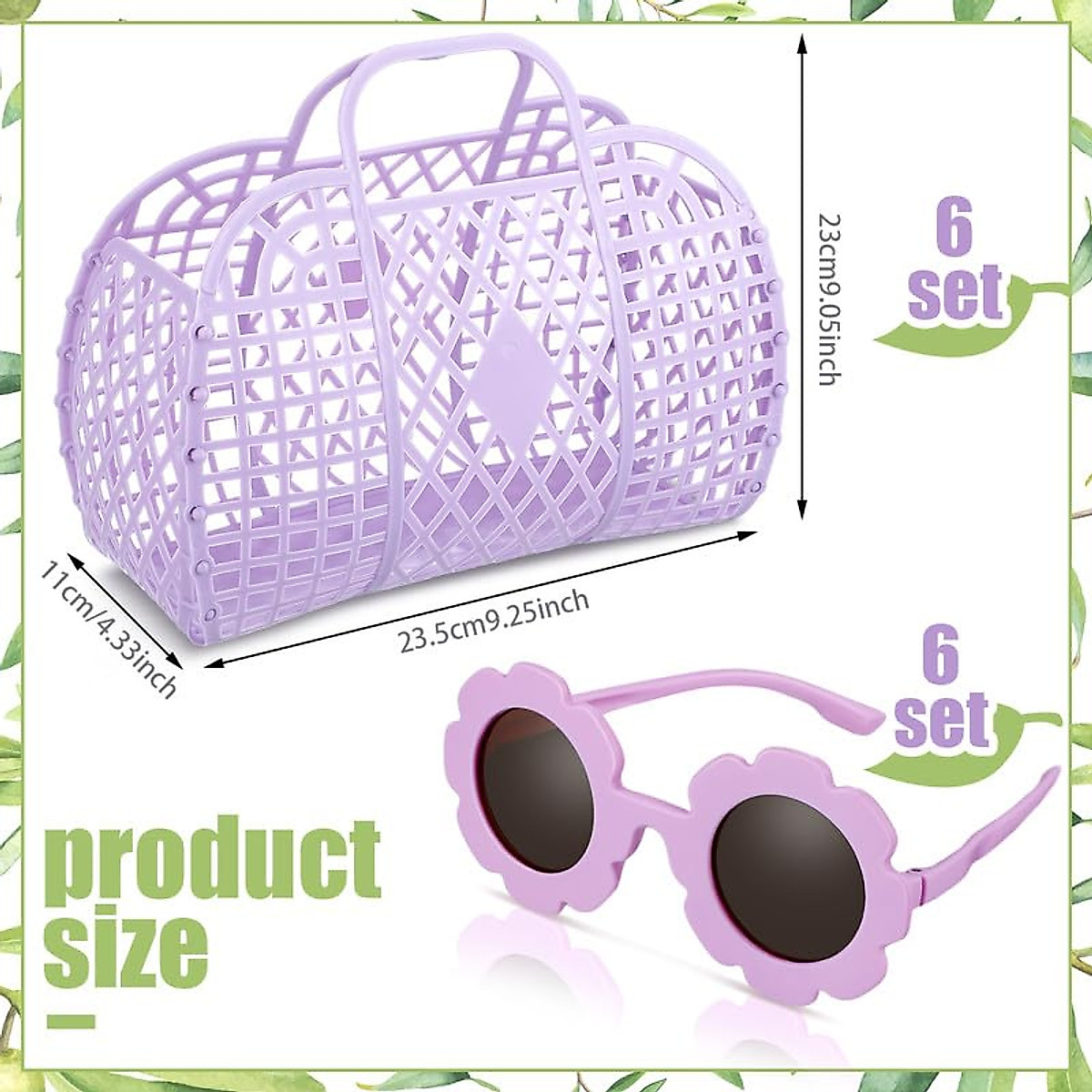 Sweetude 12 Pcs Jelly Bags with Sunglasses Jelly Purse Basket Reusable Tote Beach Handbags for Women Girls Kid(Colorful)