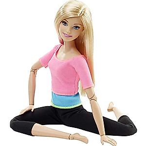 Barbie Made to Move Posable Doll in Pink Color-Blocked Top and Yoga Leggings, Flexible with Blonde Hair (Amazon Exclusive)