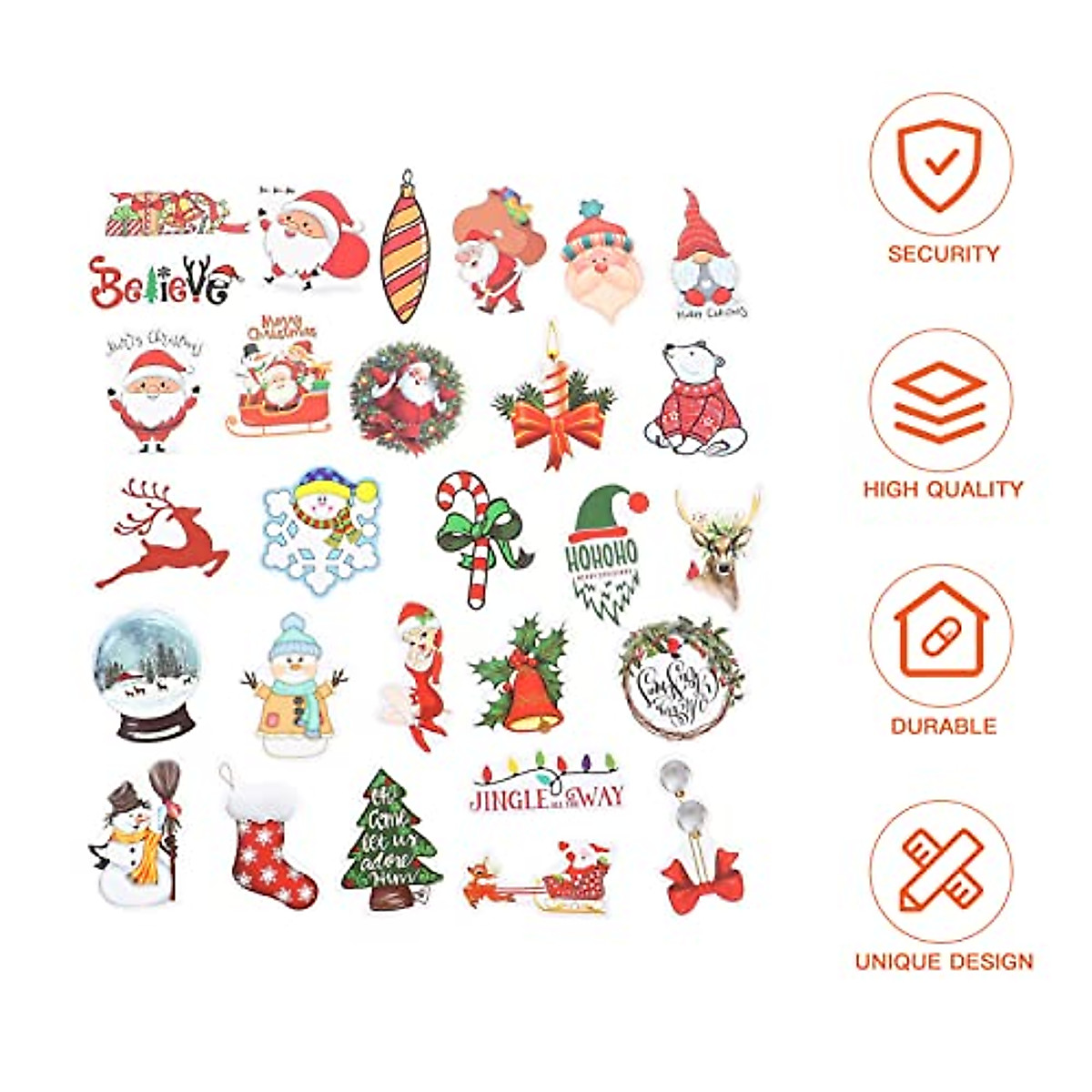 OSALADI 100pcs Notebook Stickers Holiday Xmas Stickers Planners Decals Nativity Decor DIY Laptop Sticker Diary Decorative Sticker Luggage Stickers Computer PVC Waterproof Stickers