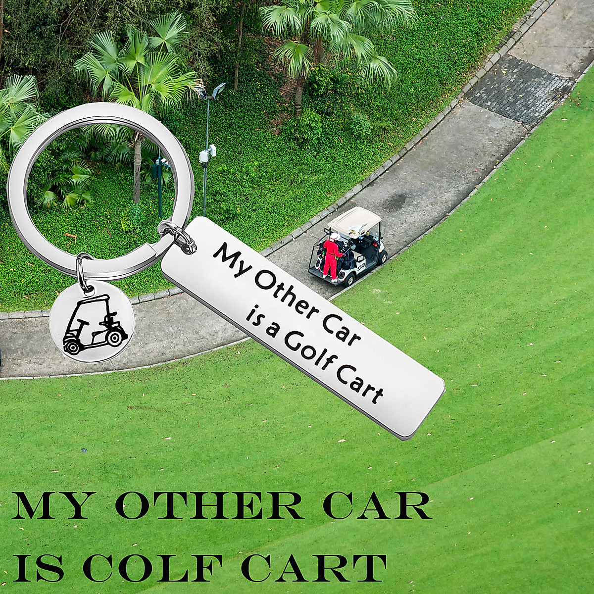 TGBJE Golf Lover Gift My Other Car Is A Golf Cart Keychain Gift For Golfers Golf Cart Keychain (Golf Cart)