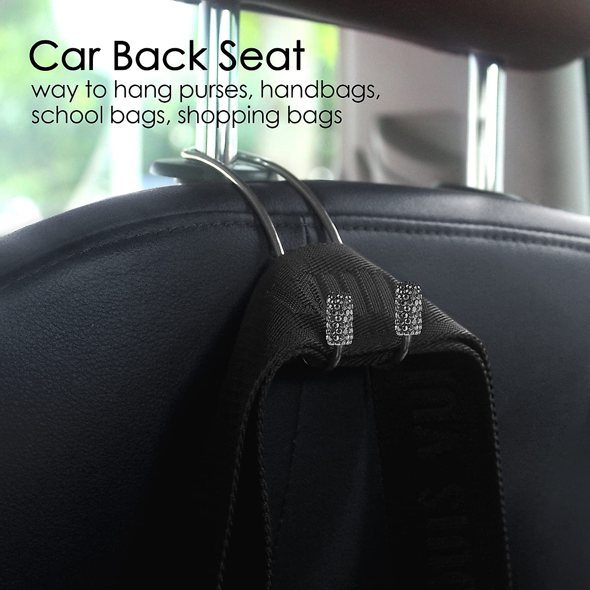 Bling Auto Hooks,Car Hangers Organizer Seat Headrest Hooks，Bag Organizers Rack and Hanger, Heavy-Duty Car Seat Hooks, Backseat Storage Hooks, Universal for SUV Truck Vehicle 2 Pack