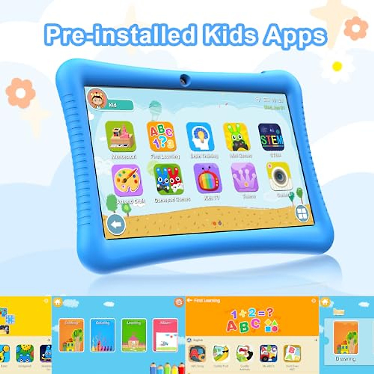 Fivahiva 10 Inch Tablet Android 13,Gaming Tablet for Kids 6-12,Large 10.1''IPS FHD Display Tablet PC with WiFi, Dual Camera, GPS, Bluetooth, 6000mAh Battery