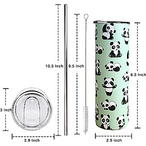 Ceovfoi Panda Gifts for Women Mug Cute Tumbler with Lid and Straw Coffee Cup Stuff Decor Kung Fu