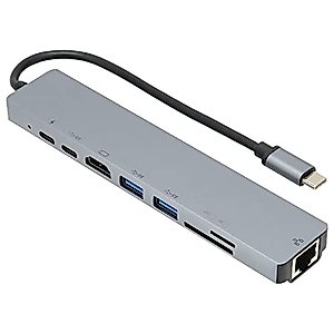 USB C Hub,8 in 1 USB C Dongle for Keyboard Mouse USB Drive Hard Disk Headset, USB C Dock Multiport Adapter , PD Charging Port,Extended and Mirror Mode for TV/Projector
