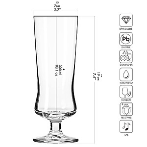 Krosno Pina Colada Cocktail Drinking Glasses | Set of 6 | 10.1 oz | Avant-Garde Collection | Perfect for Home Restaurants and Parties | Dishwasher Safe | Gift Idea | Made in Europe