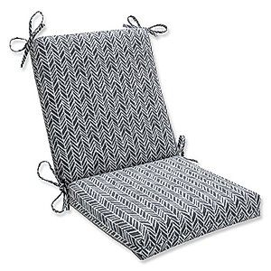 Pillow Perfect 610047 Outdoor/Indoor Herringbone Slate Square Corner Chair Cushion, 36.5" x 18", 1 Count (Pack of 1),Grey