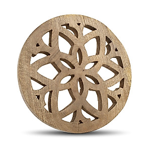 Handmade Wooden Trivet for Hot Dishes Plates & Pots Holder Hot Pad for Kitchen & Dining Table Decor Cookware Heat Resistant Rustic Decorative Carvings 8 Inches Tabletop Home & Dining Table Essentials