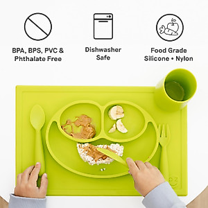 ezpz Tiny Spoon (2 Pack in Lime) - 100% Silicone Baby Spoon for Baby Led Weaning + Purees - 6 Months + - Designed by a Pediatric Feeding Specialist - Baby Essentials & Baby Gifts