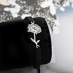 YLWJSP 12 Months Flower Braided Rope Bracelet Birth Month Flower Jewelry Birth Flower Gift Birthday Gift for Her Birth Month Gift (Chrysanthemum Br)