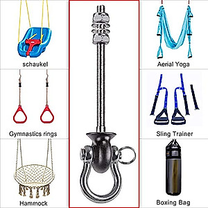 Dolibest Set of 2 Permanent Antirust Stainless Steel 304 Heavy Duty Swing Hangers, 1800LB Capacity, Wood and Steel Beam Yoga Hammock Chair Punching Bag Porch Swing Sets,180° Swing, 7.67‘’