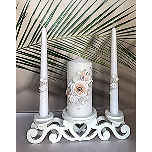 Magik Life Unity Candle Set for Wedding - Wedding décor - Decorative Candles Pillar - Candle Sets - 6 Inch Pillar and 2 10 Inch Tapers - Best Unity Candle (Peach)