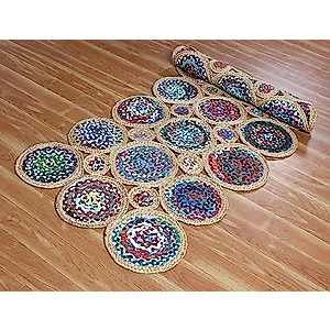 CASAVANI Scalloped Chindi Cotton Area Rug - Geometric Beige & Multicolor Hand Woven Braided Rug Best Uses for Living Room, Bedroom, Kithchen, 2.6x4 2.6x8 (C123, 4x6)