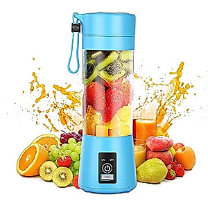 Portable Blender, Personal Blender for Shakes and Smoothies, Blender shake Smoothie for Kitchen Personal Size Blenders with Rechargeable USB, 380Ml Traveling Fruit Veggie Juicer Cup With 6 Blades (Blue)