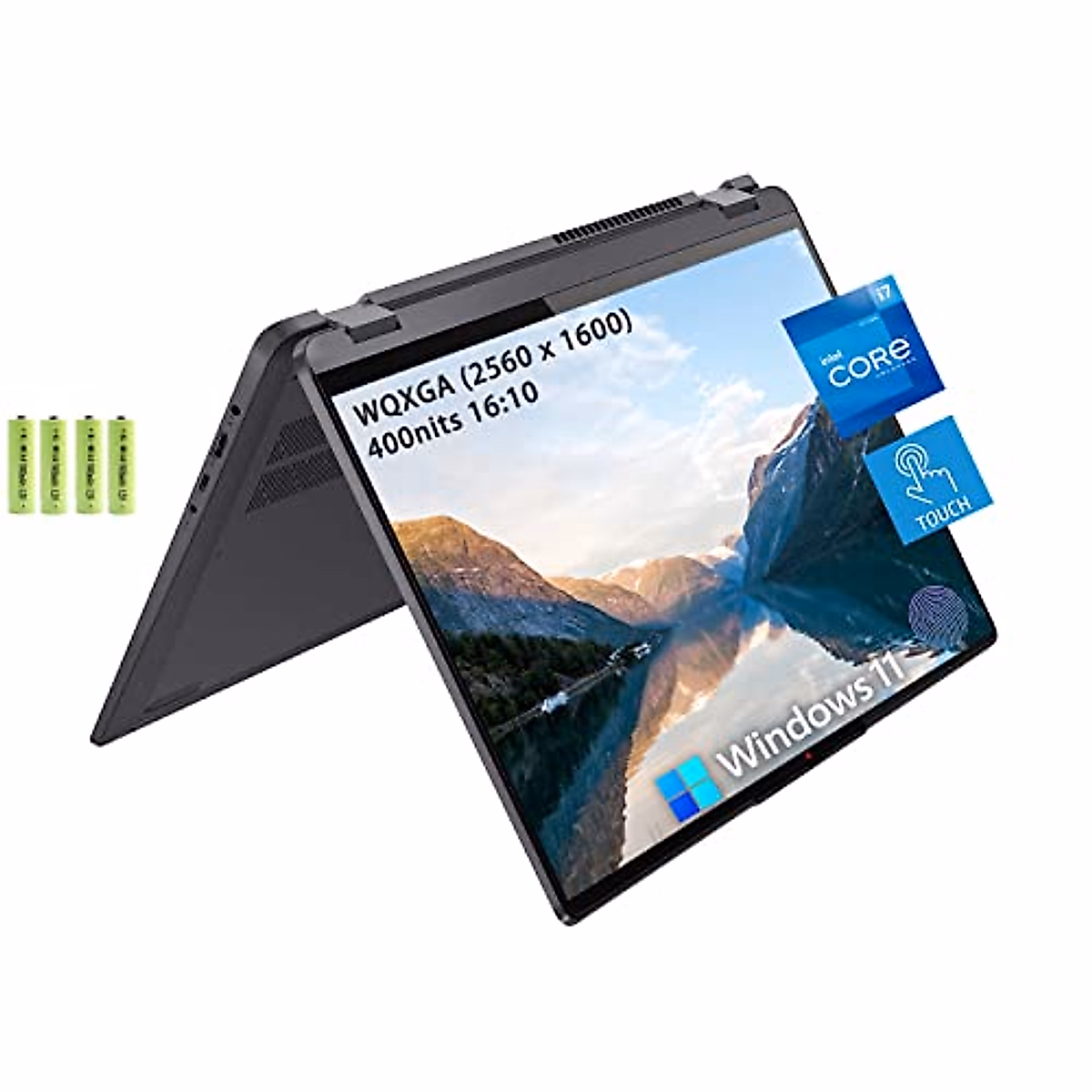 Lenovo 2023 Flex 5 16" 2.5K WQXGA (2560 x 1600) 2-in-1 Touchscreen Laptop, 12th Gen Intel 10-Core i7-1255U, 16GB RAM, 512GB PCIe SSD, Backlit KB, Fingerprint, WiFi 6, BT 5.0, Windows 11, w/Battery