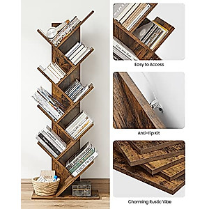 VASAGLE , 8-Tier Floor Standing Tree Bookshelf, with Shelves for Living Room, Home Office, Rustic Brown ULBC11BX