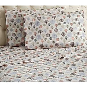 Shavel Home Products Micro Flannel Printed Sheet Set, King, Trees