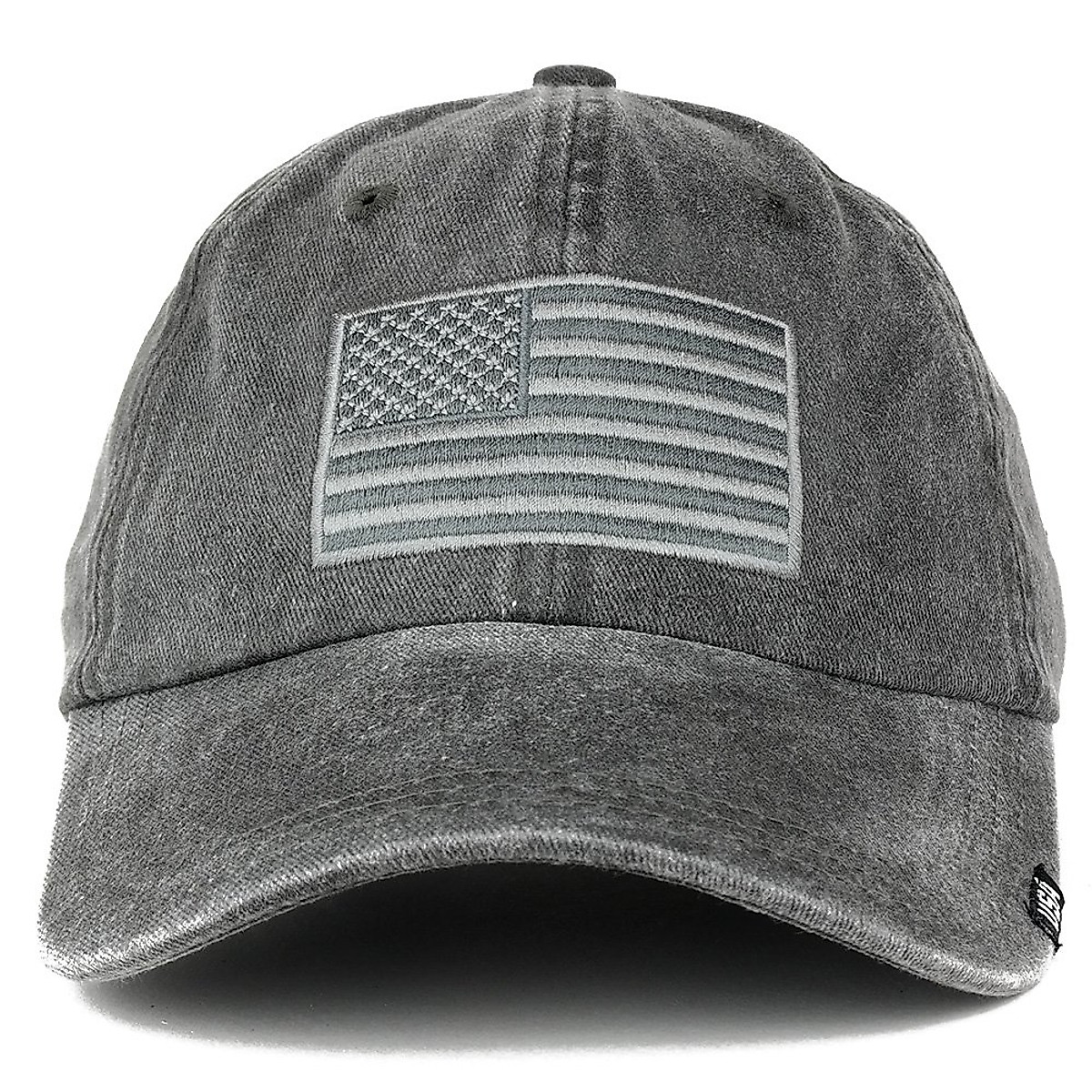 Armycrew USA Flag Embroidered Cotton Washed Low Profile Adustable Cap - Black